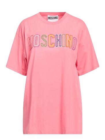 MOSCHINO woman t-shirt salmon pink size xs cotton